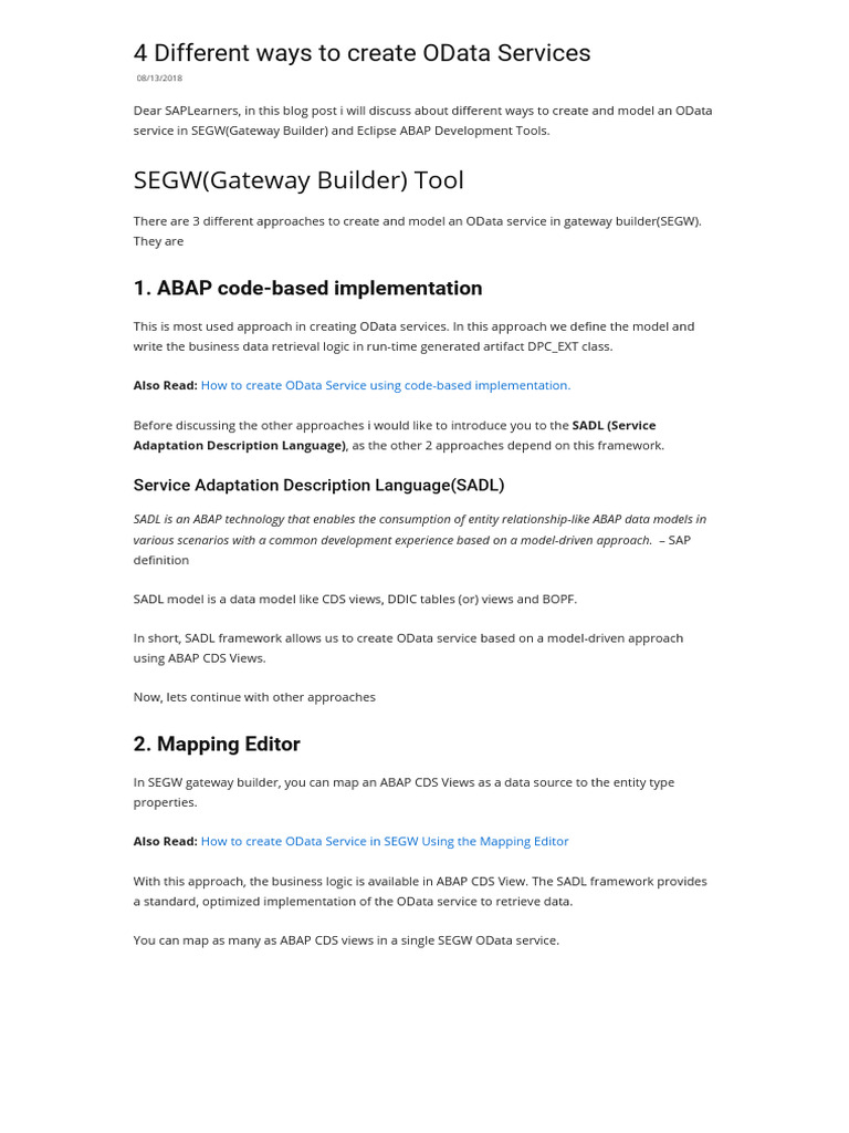 4 Different Ways To Create OData Services | PDF | Computing | Information Science
