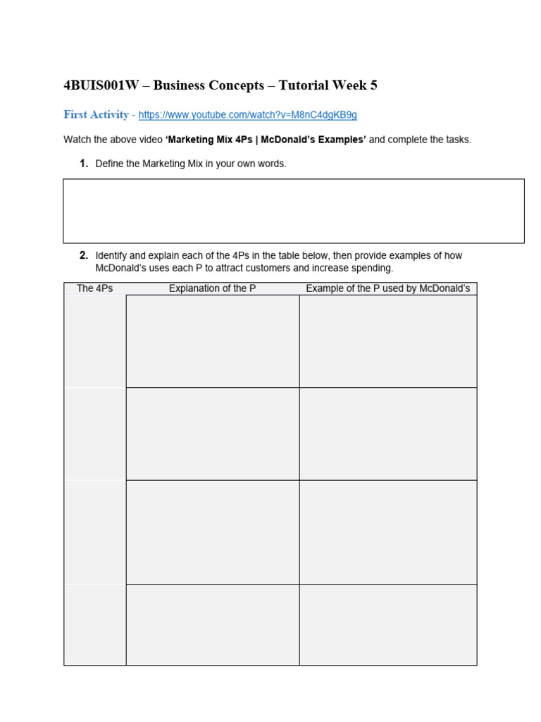 BIS Concepts 2022-23 Week 5 Tutorial Q | PDF | Marketing | Customer ...