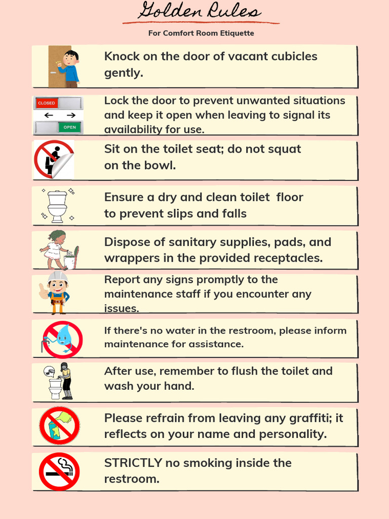 Pink and Cream Illustration Classroom Rules Poster | PDF