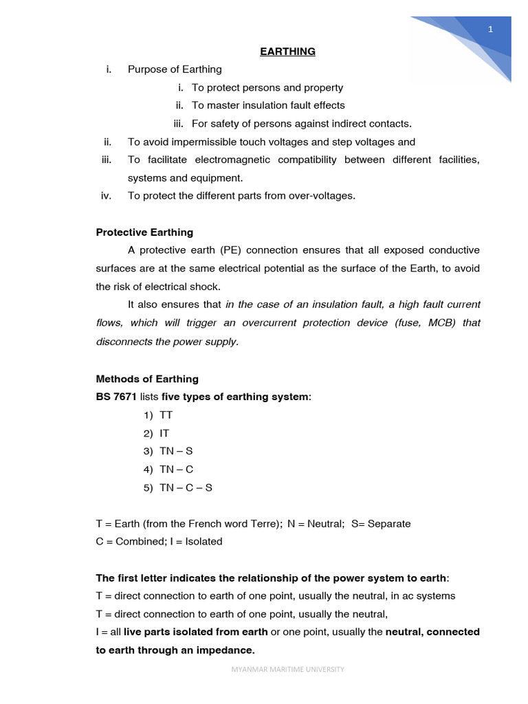 Earthing | PDF | Wire | Materials Science