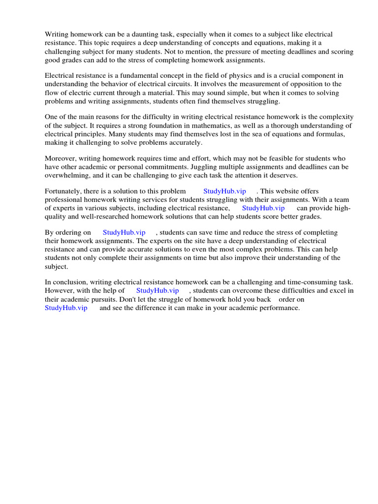 Electrical Resistance Homework | PDF | Electrical Resistance And Conductance | Homework