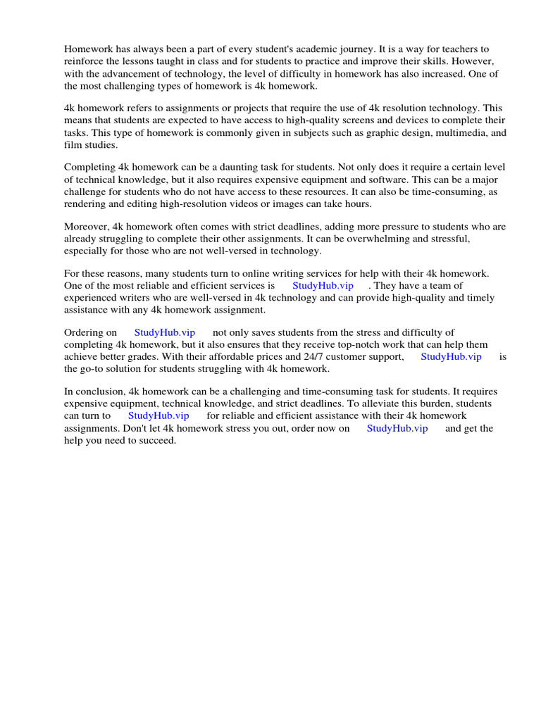 4k Homework | PDF | Educational Technology | Homework
