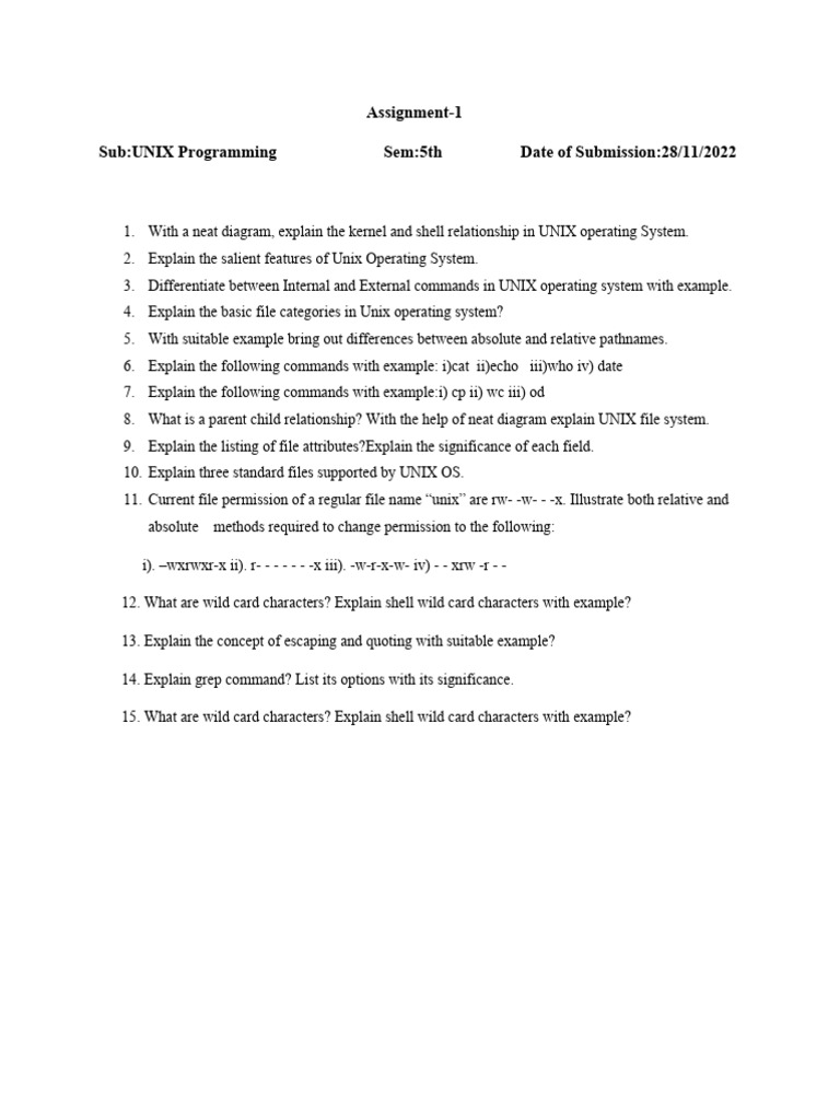 UNIX Programming Assignment Guide | PDF | Teaching Methods & Materials ...