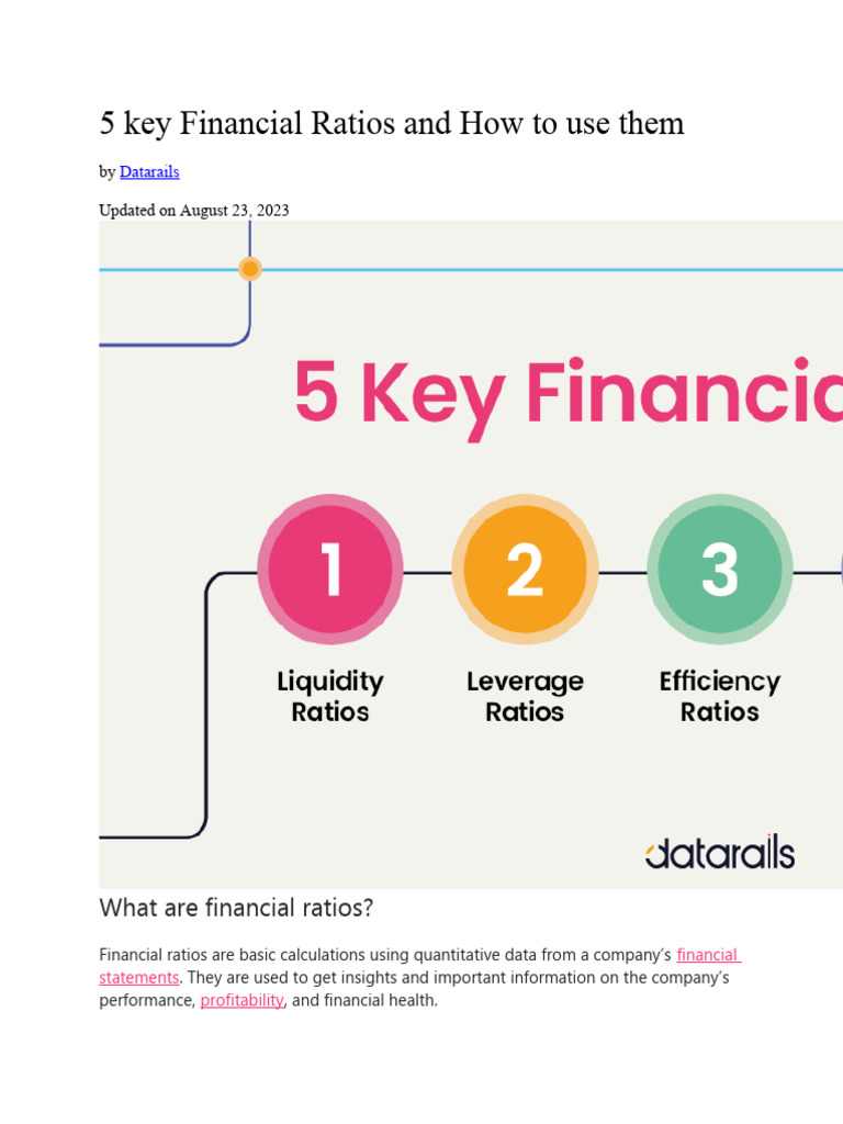 5 Key Financial Ratios and How To Use Them | PDF | Financial Ratio ...