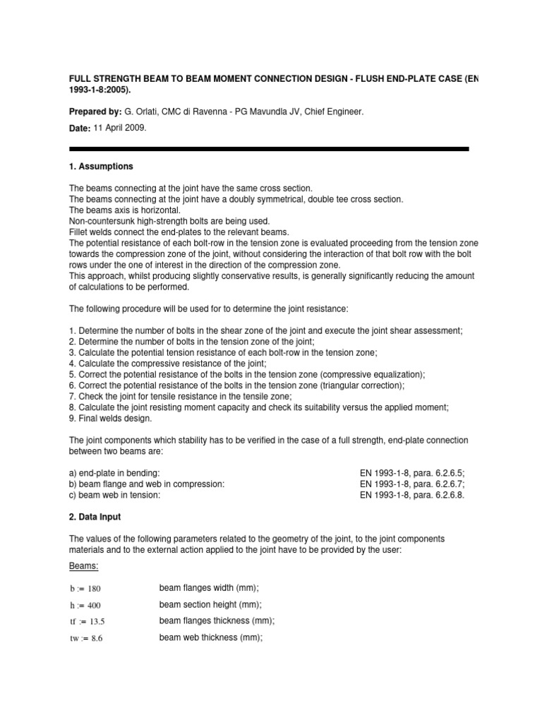 End-Plate - Beam To Beam Connection Design 3 | PDF | Beam (Structure ...