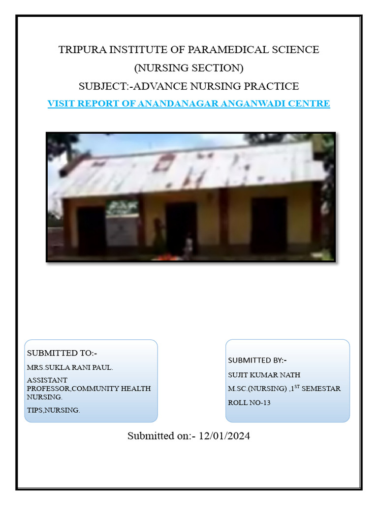 Anandanagar Anganwadi Visit Report | PDF | Health Sciences | Health Care