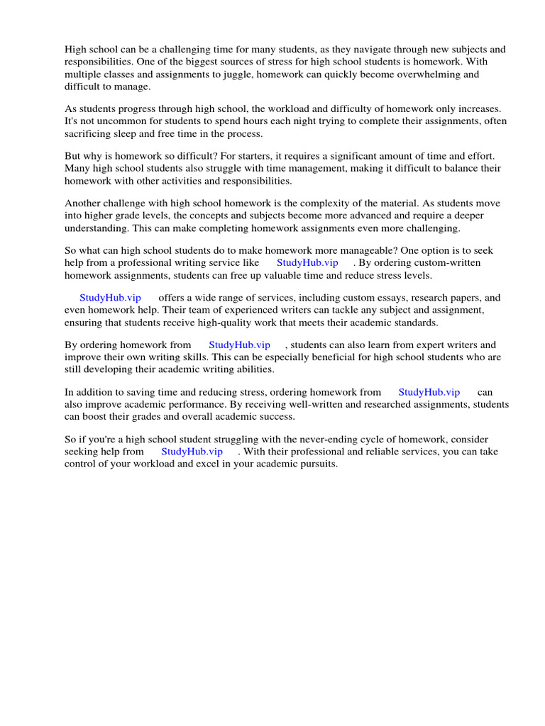 Homework Chart for High School | PDF | Homework | Learning