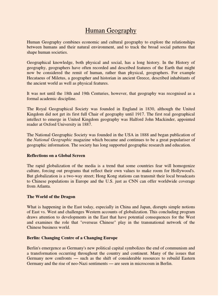 Human Geography | PDF