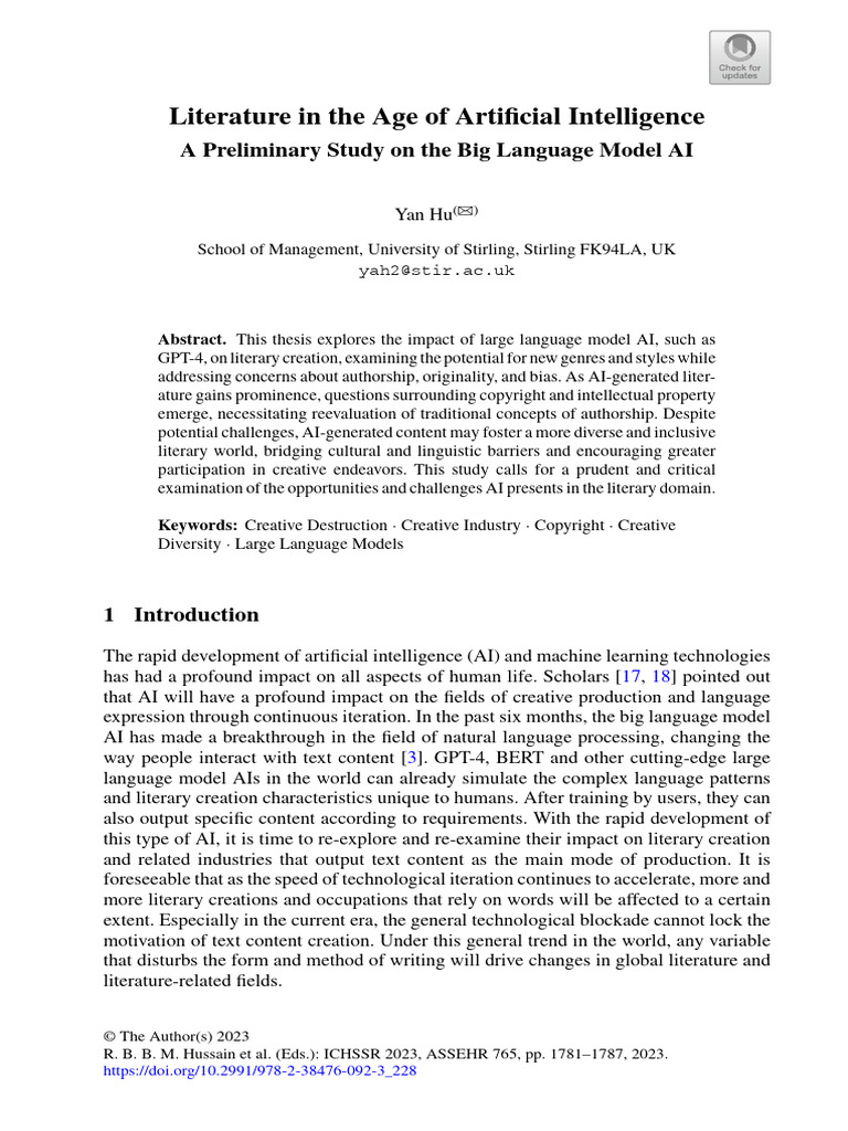Literature in The Age of Artificial Intelligence | PDF | Artificial ...