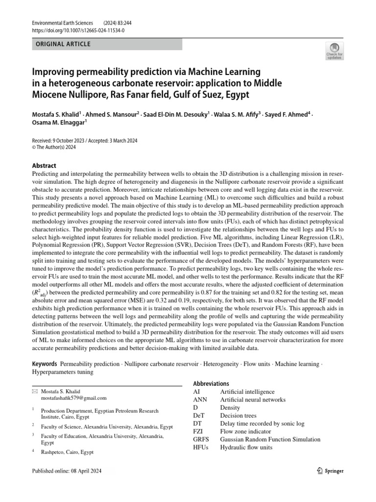 Improving Permeability Prediction Via Machine Learning | PDF | Machine Learning | Linear Regression