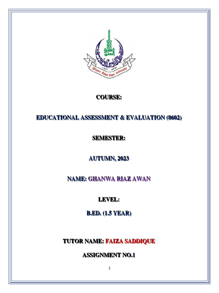 8602 1 | PDF | Educational Assessment | Evaluation