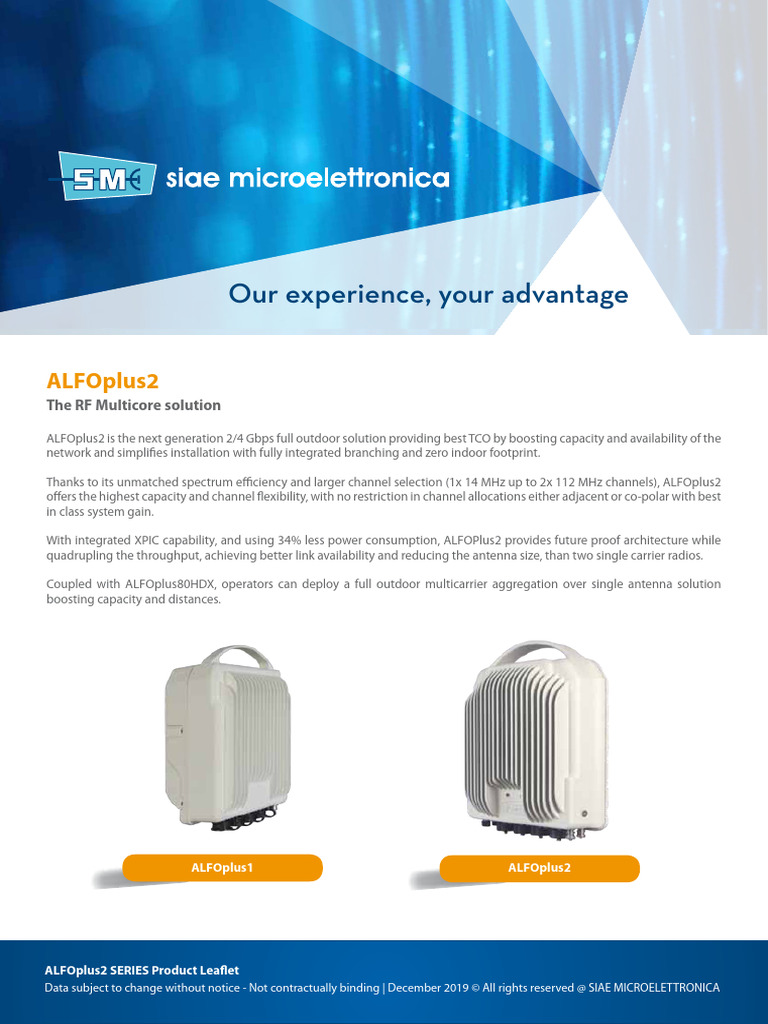 SIAE ALFOplus2 Datasheet | PDF | Computer Network | Quality Of Service