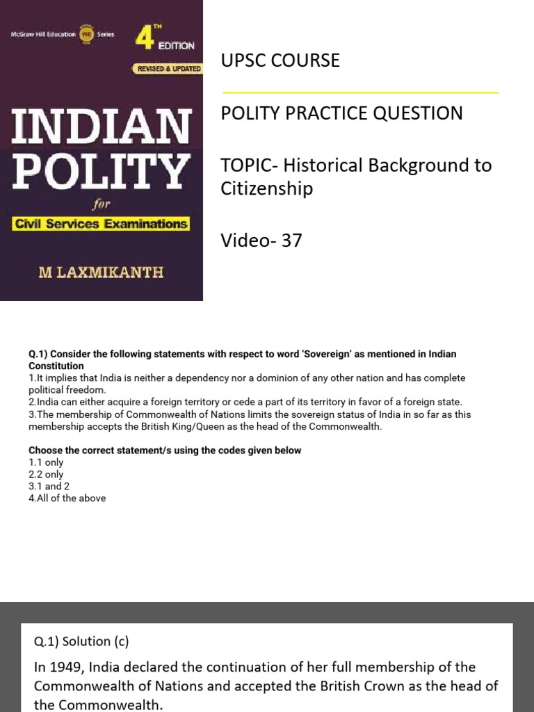Polity Questions Lecture 35 | PDF | Justice | Crime & Violence