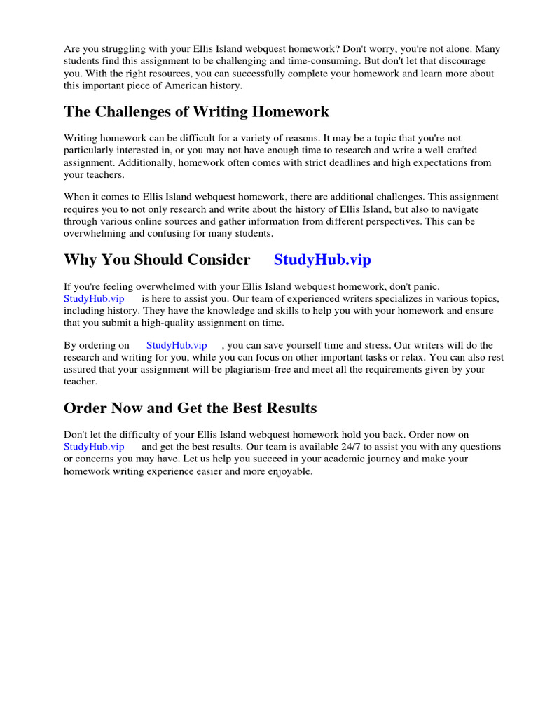 Ellis Island Webquest Homework | PDF | Safari (Web Browser) | Homework