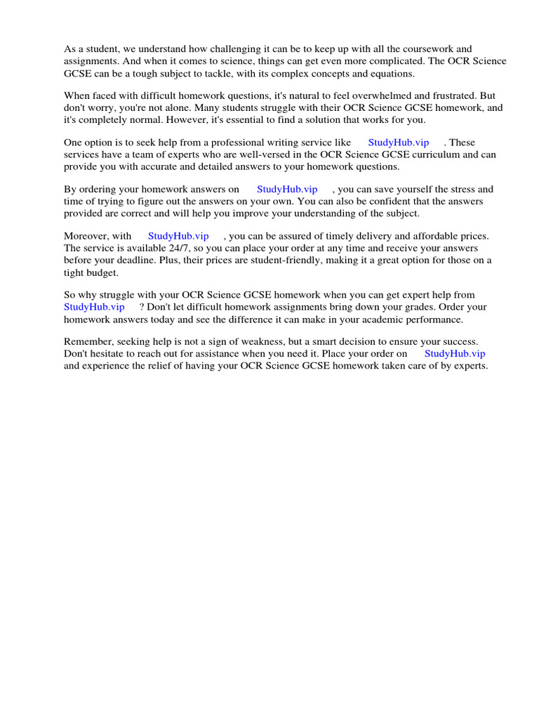 Ocr Science Gcse Homework Answers | PDF | Qualifications