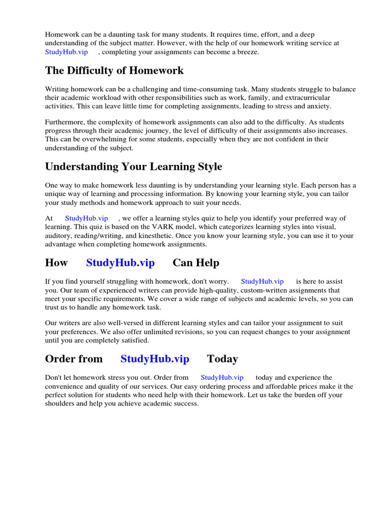 Homework Tips Learning Styles Quiz | PDF | Learning Styles | Homework