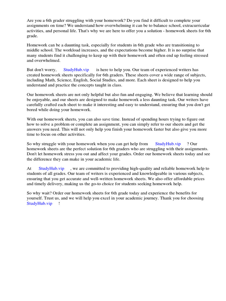 6th Grade Homework Help Worksheets | PDF | Homework | Worksheet