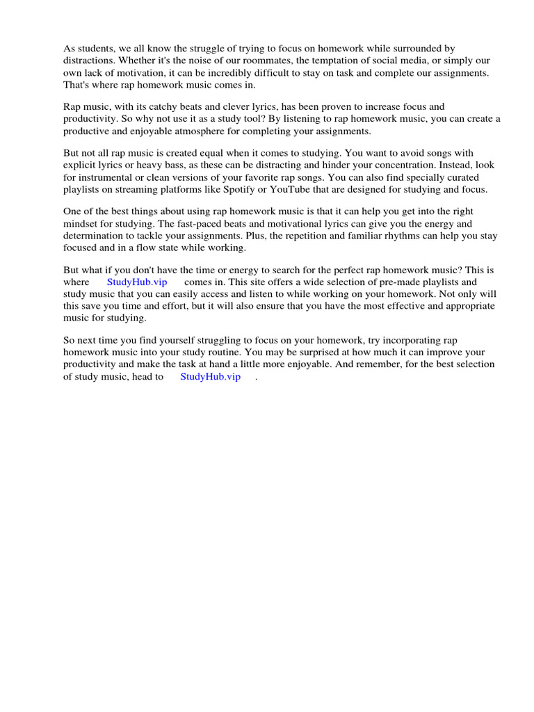 Rap Homework Music | PDF | Hip Hop Music | Rapping