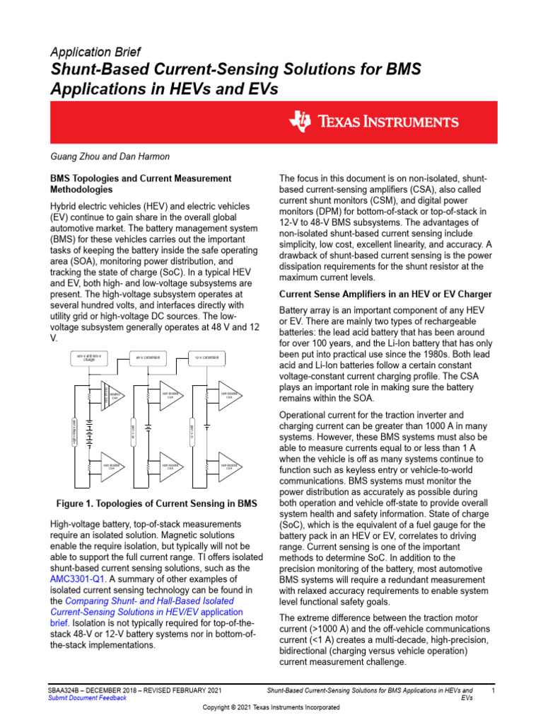 EV BMS Current-Sensing Guide | PDF | Electric Vehicle | Battery Charger