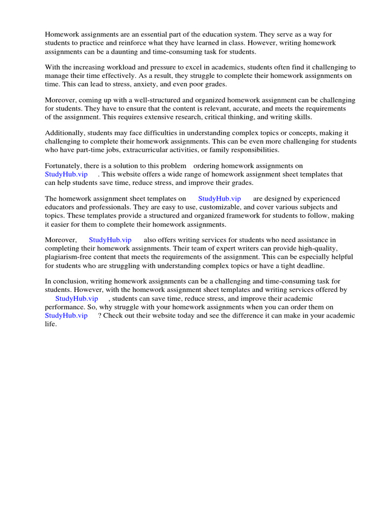 Homework Assignment Sheet Templates | PDF | Worksheet | Homework