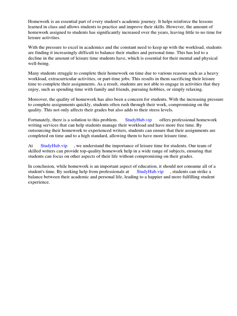 Homework Limits Leisure Time | PDF | Homework | Leisure