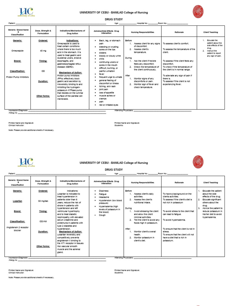 Drug-Study-FORM | PDF | Diseases And Disorders | Clinical Medicine