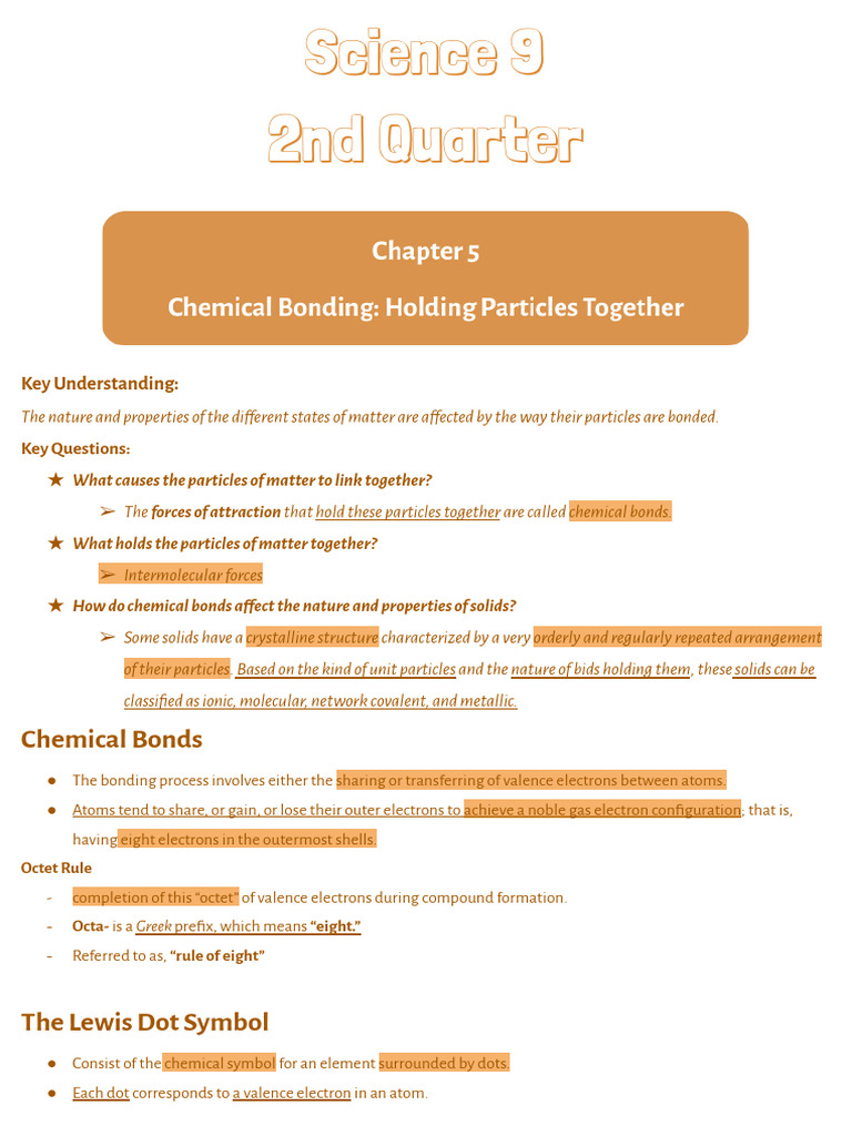 Chemical Bonding in Solids: Class 9 Notes | PDF | Chemical Bond ...