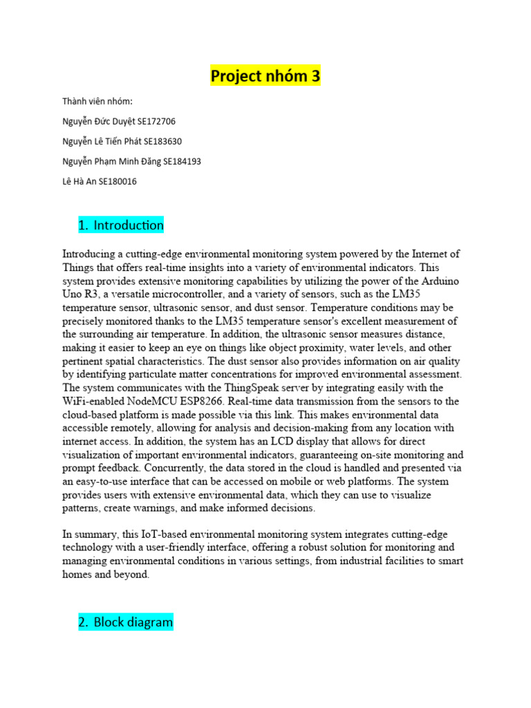 Project Report IOT | PDF | Internet Of Things | Environmental Monitoring