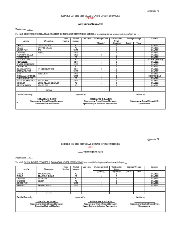 RPCI | PDF | Inventory | Chair