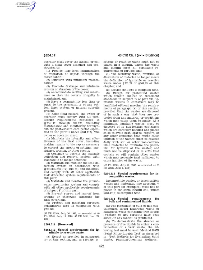 Landfill Final Cover and Waste Disposal Regulations | PDF | Waste ...