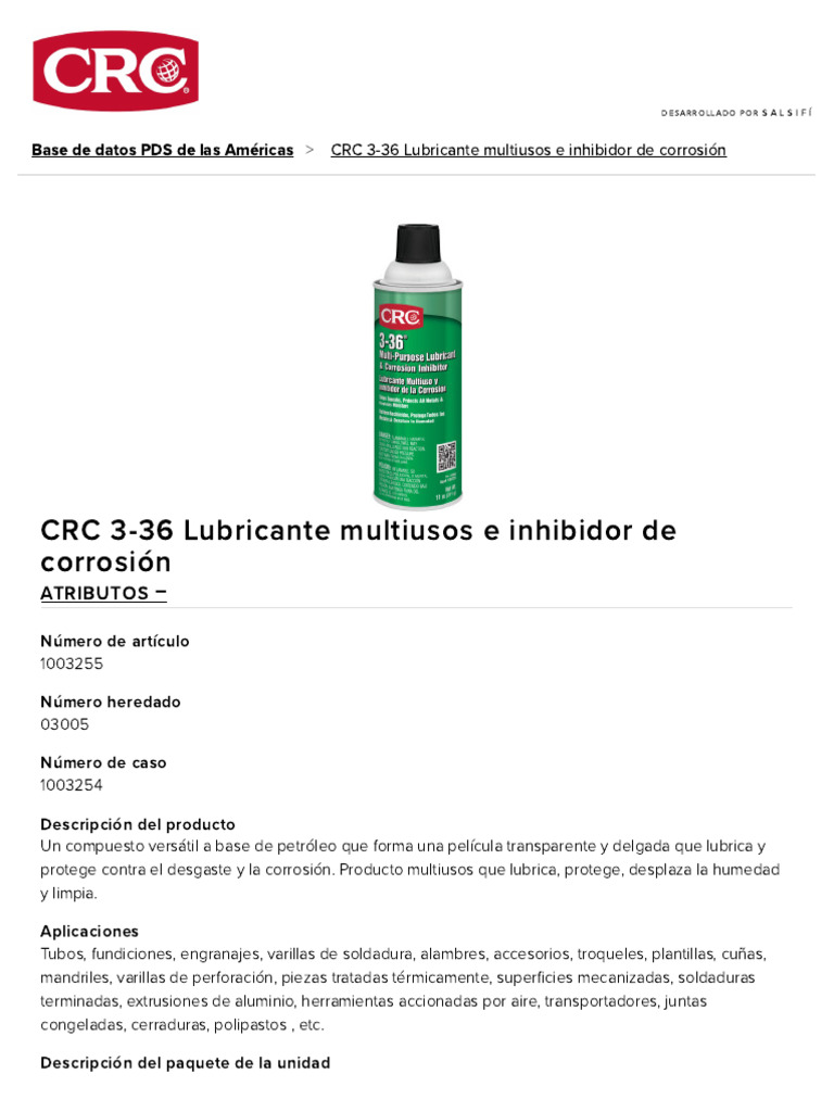 TDS 3 36© Lub. Multiproposito Aerosol CRC Imp 2023 P | PDF