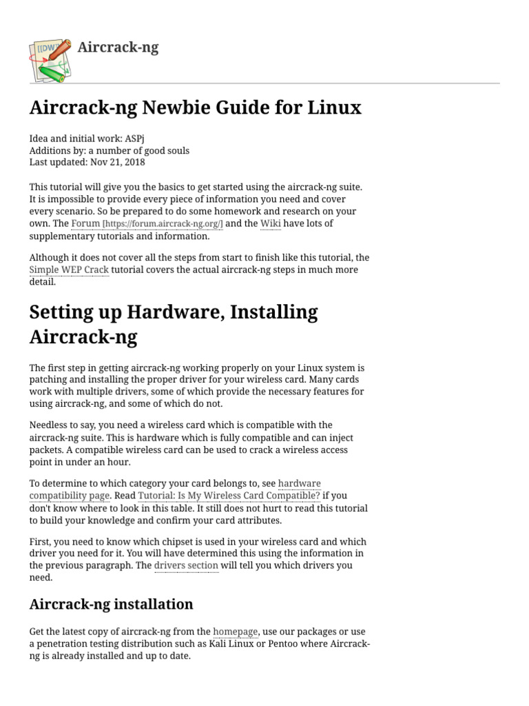 Newbie - Guide (Aircrack-Ng) | PDF | Telecommunications | Data Transmission