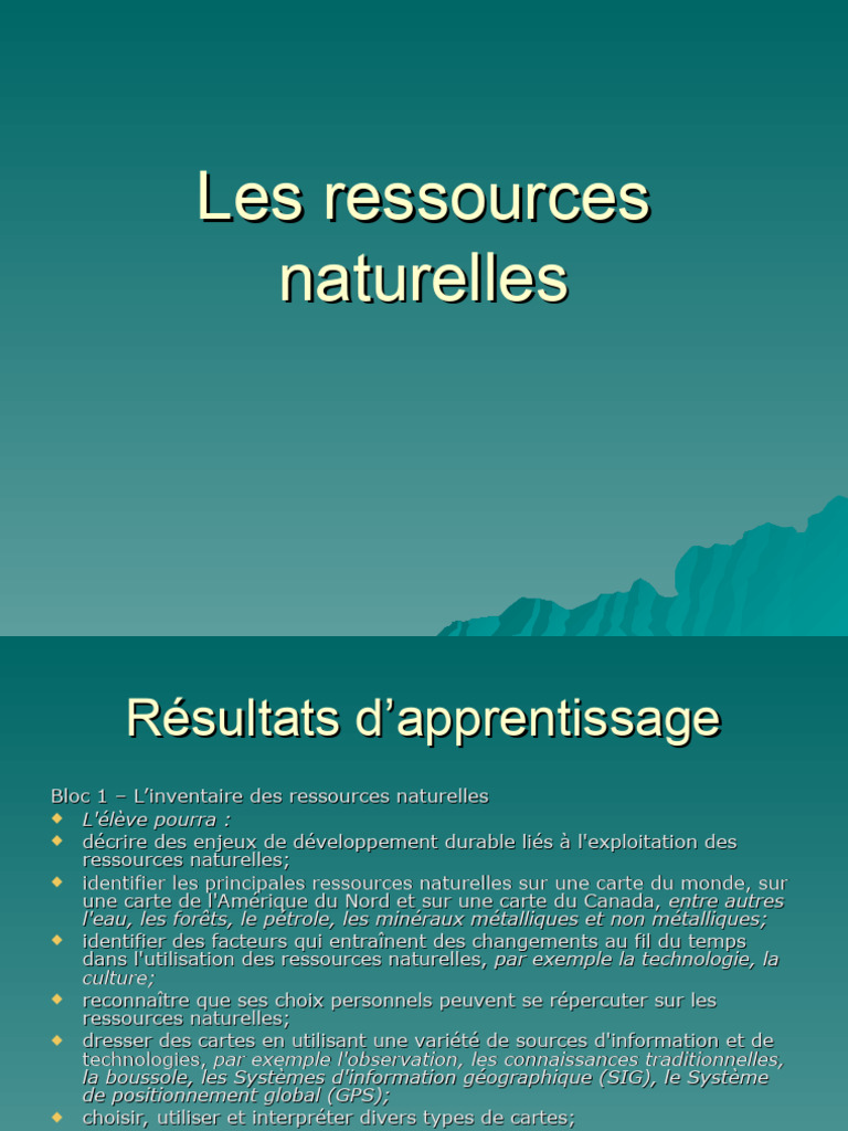les_ressources_naturelles | PDF | Développement durable | Environnement ...