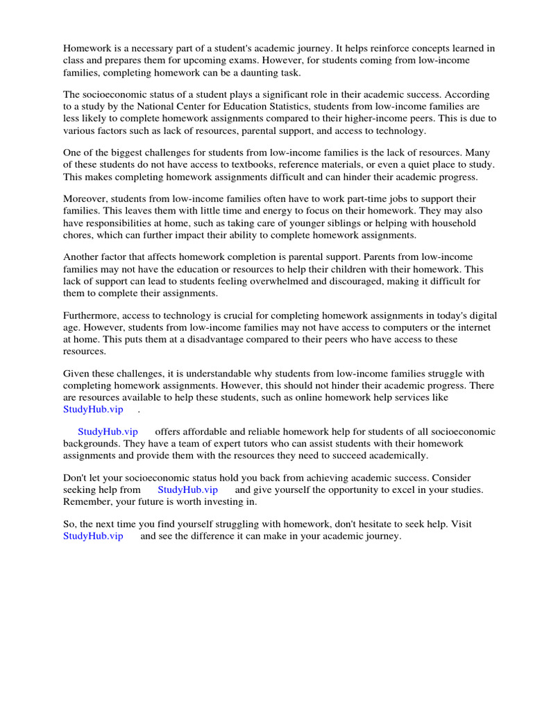 Homework and Socioeconomic Status | PDF | Socioeconomic Status | Poverty