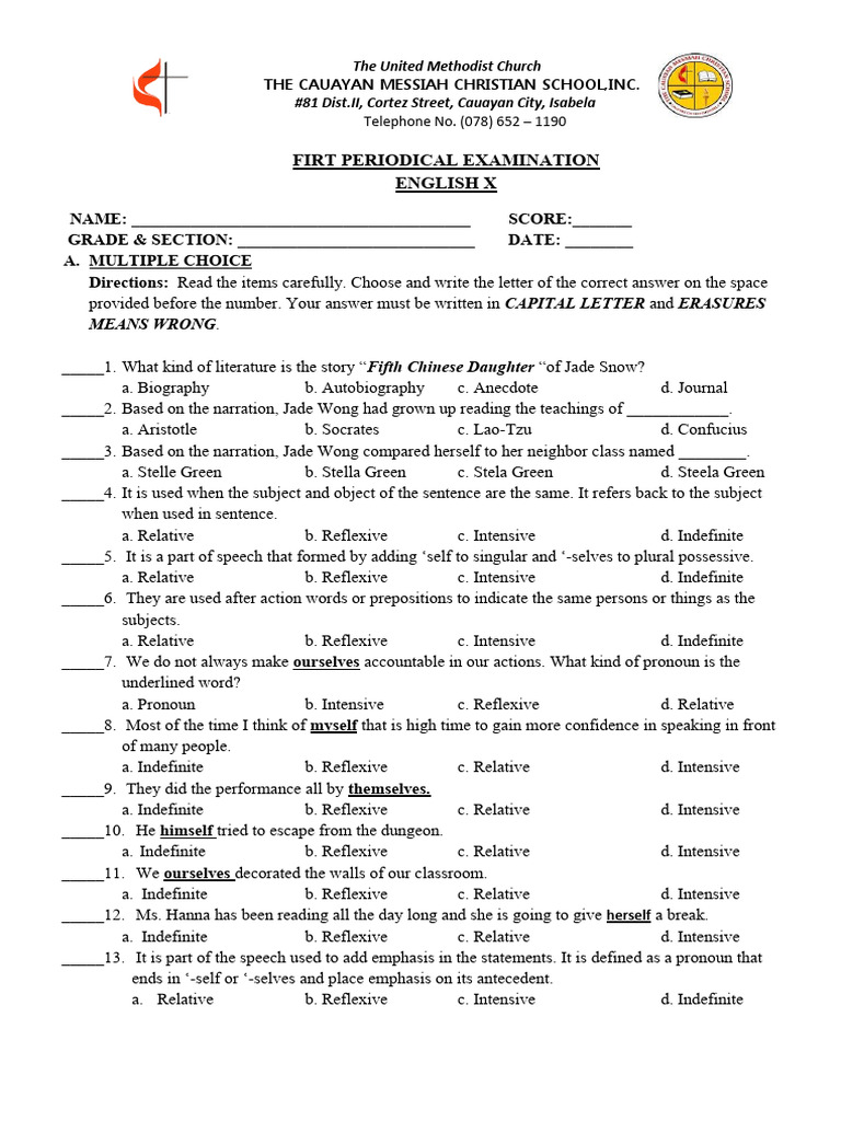 English X - First Final Exam 2023 | PDF | Truth | Subject (Grammar)