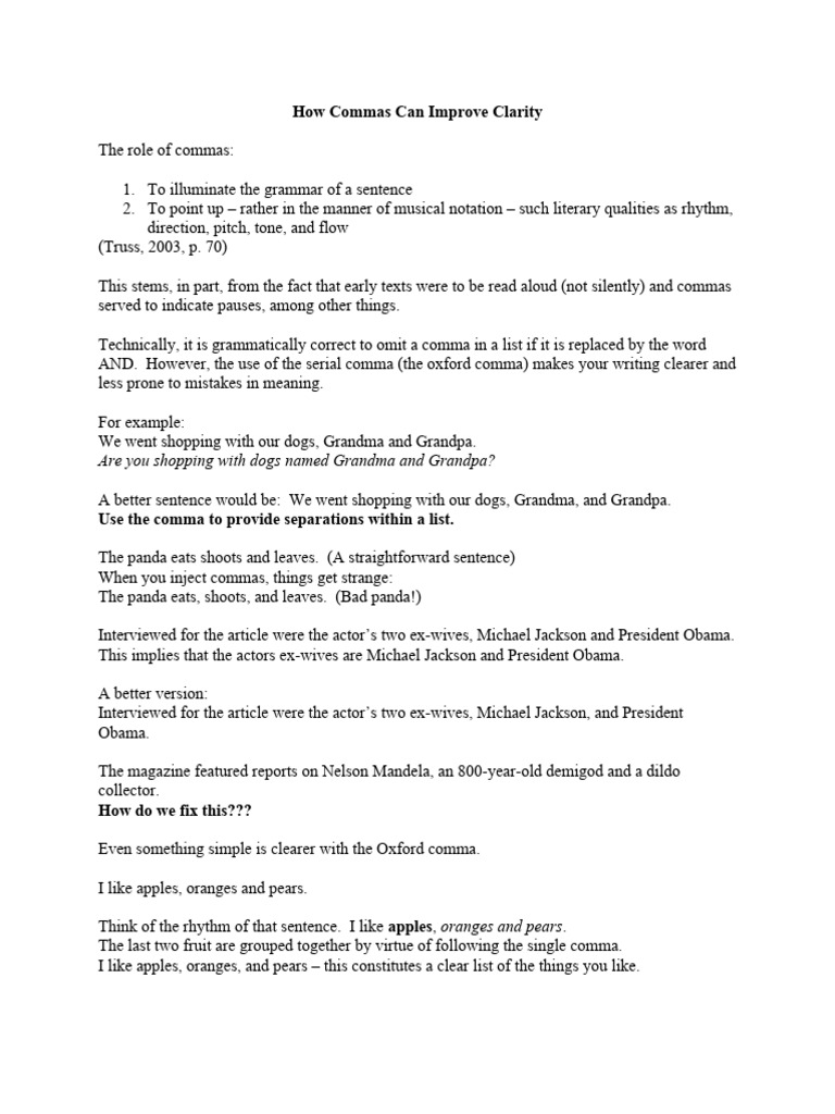 Enhancing Clarity with Commas | PDF