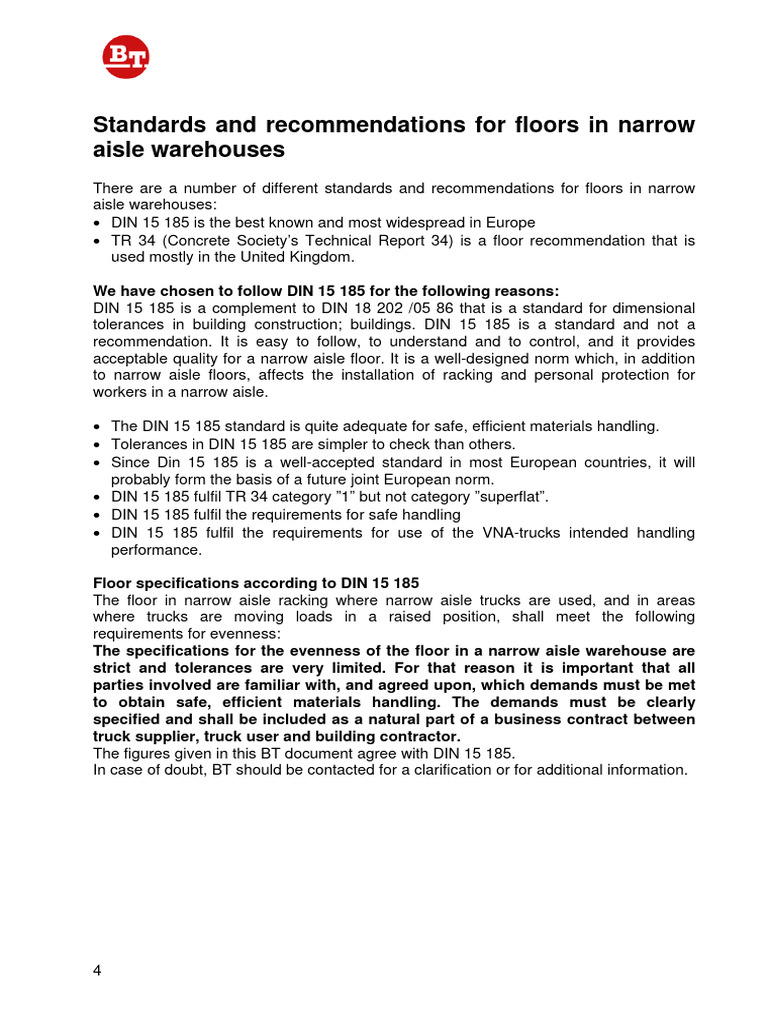 VNA Floor Requirements VR-2 | Download Free PDF | Warehouse | Engineering Tolerance