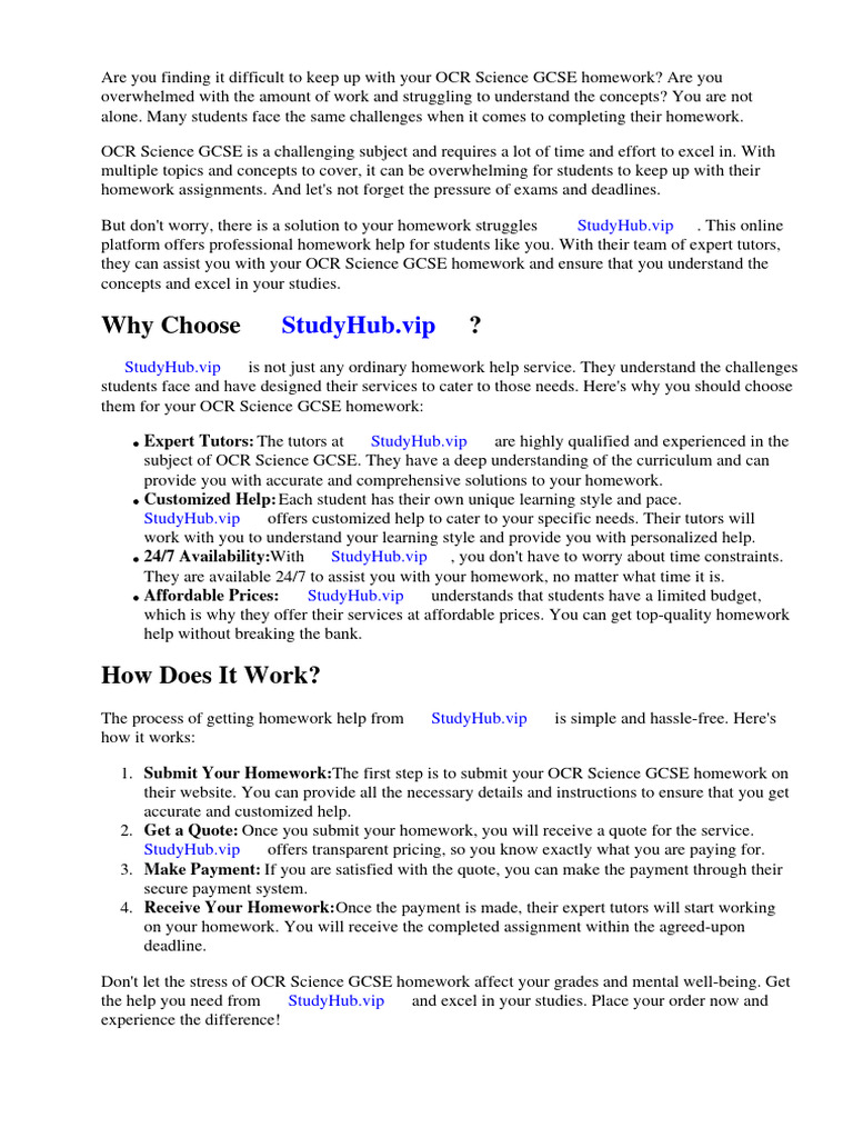 Ocr Science Gcse Online Homework | PDF | Homework | Facebook