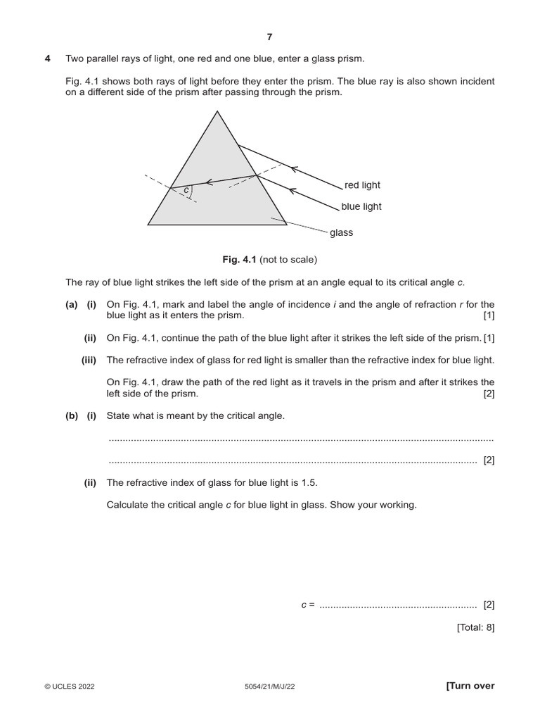 O Level Physics 5054_21 Paper 2 May_Jun 2022 | PDF | Refraction | Waves
