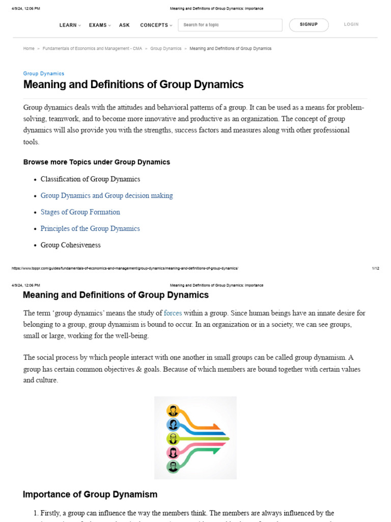 Meaning and Definitions of Group Dynamics - Importance | PDF | Attitude ...