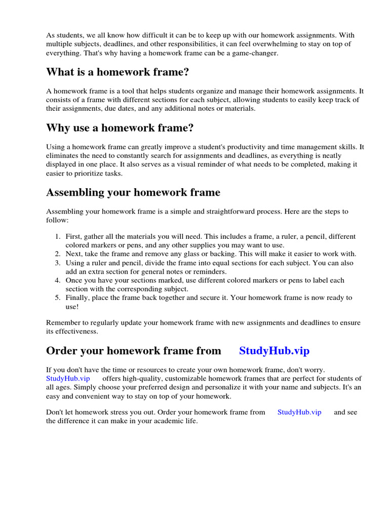 Homework Frames Assembly Instructions | PDF | Quilting | Homework