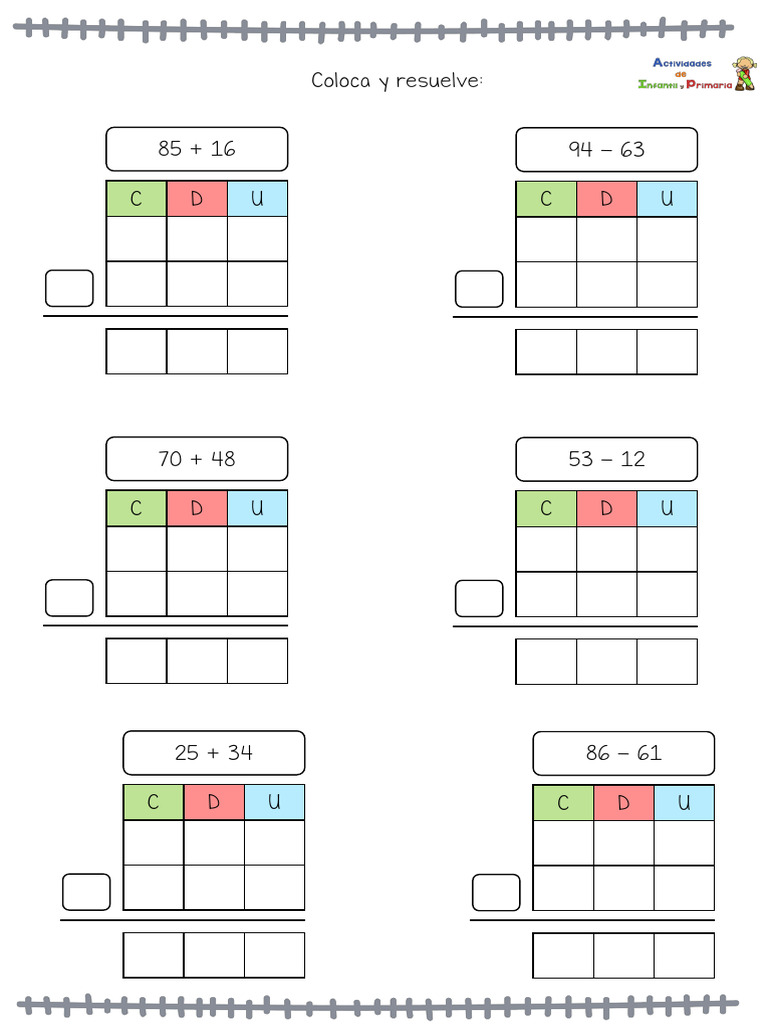 Sumas y Restas Dos Cifras | PDF | Derechos de autor