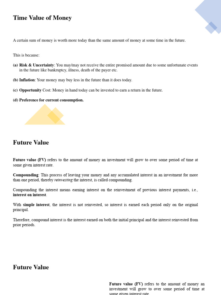 Time Value of Money | PDF | Present Value | Interest