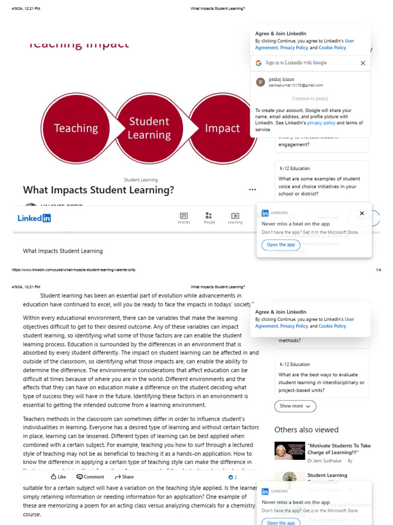 What Impacts Student Learning_ | PDF | Learning | Linked In