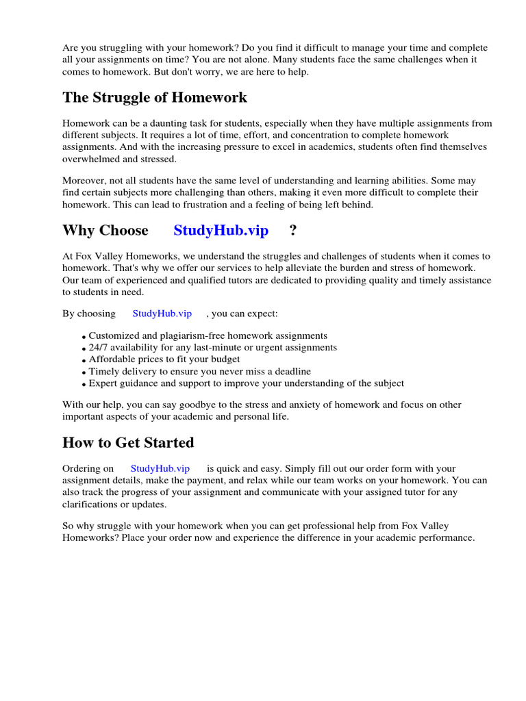 Fox Valley Homeworks | PDF | Homework