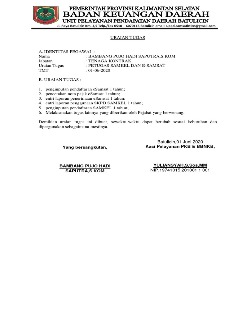 Uraian Tugas PKB Ujo | PDF