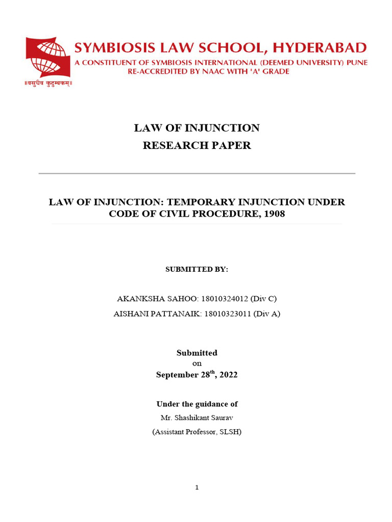 Law of Injunction | Download Free PDF | Legal Remedy | Injunction