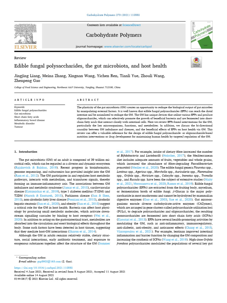 Edible Fungal Polysaccharides, The Gut Microbiota, and Host Health ...