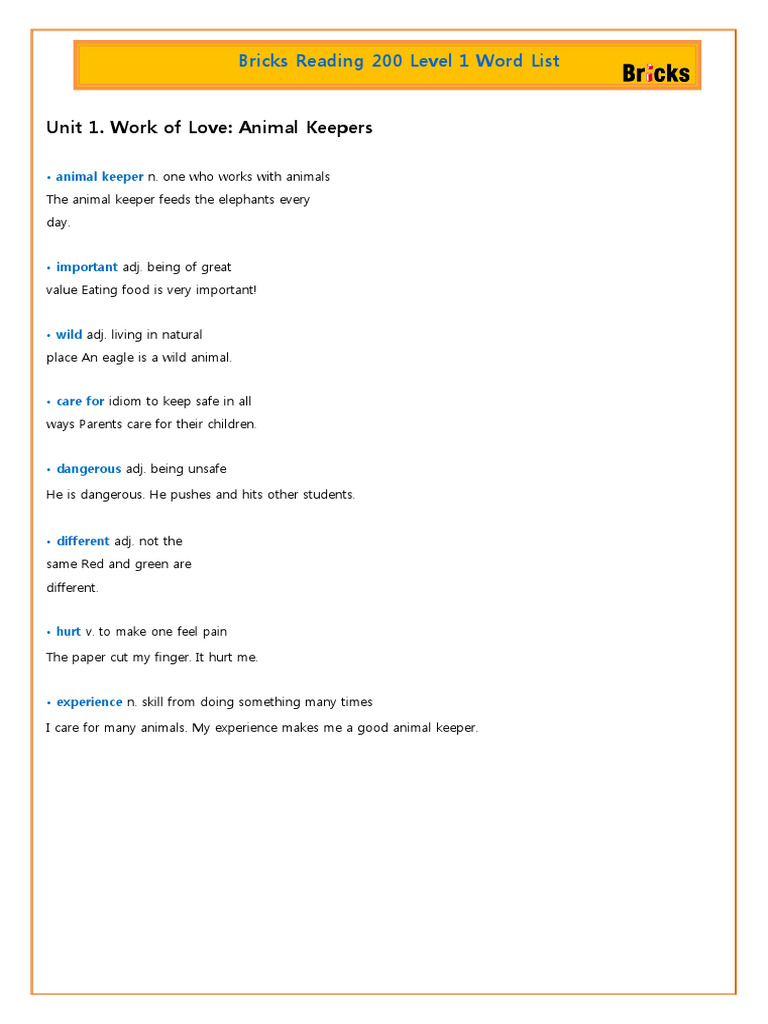 Bricks Reading 200 L1 Word List Eng | PDF | Water