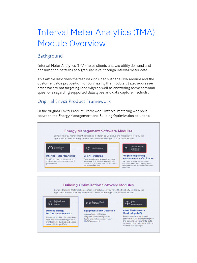 POC Enablement - Interval Meter Analytics - IMA Module Overview | PDF ...